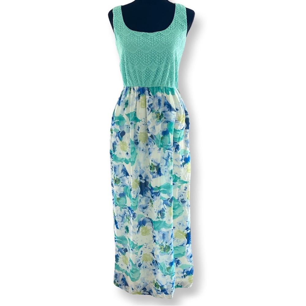 Love Reign Blue Floral Maxi Dress - Gem